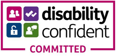 Logo for the UK Government's 'disability confident committed'